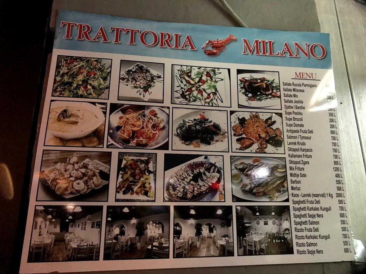 Speisekarte von Trattoria Milano restaurant, Tirana