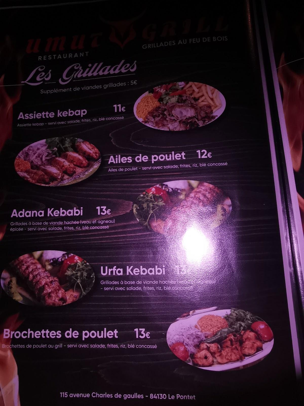 Menu au Umut Grill restaurant, Le Pontet