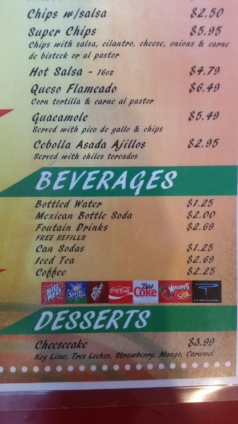 Menu at Ajillos Restaurant, Del Rio