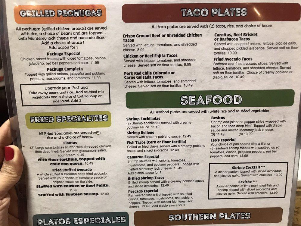 Menu at Burros Tex Mex Bar and Grill, Round Rock
