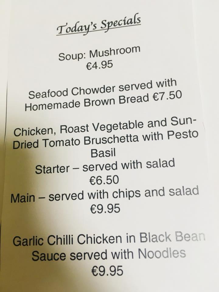 Menu at Elm Café cafe, Ennis, Gort Road