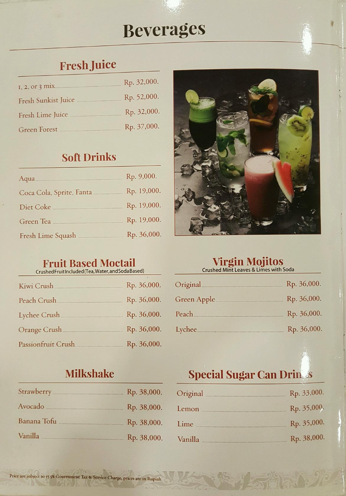 Menu at Jun Njan restaurant, West Jakarta, Letjen S. Parman No.28