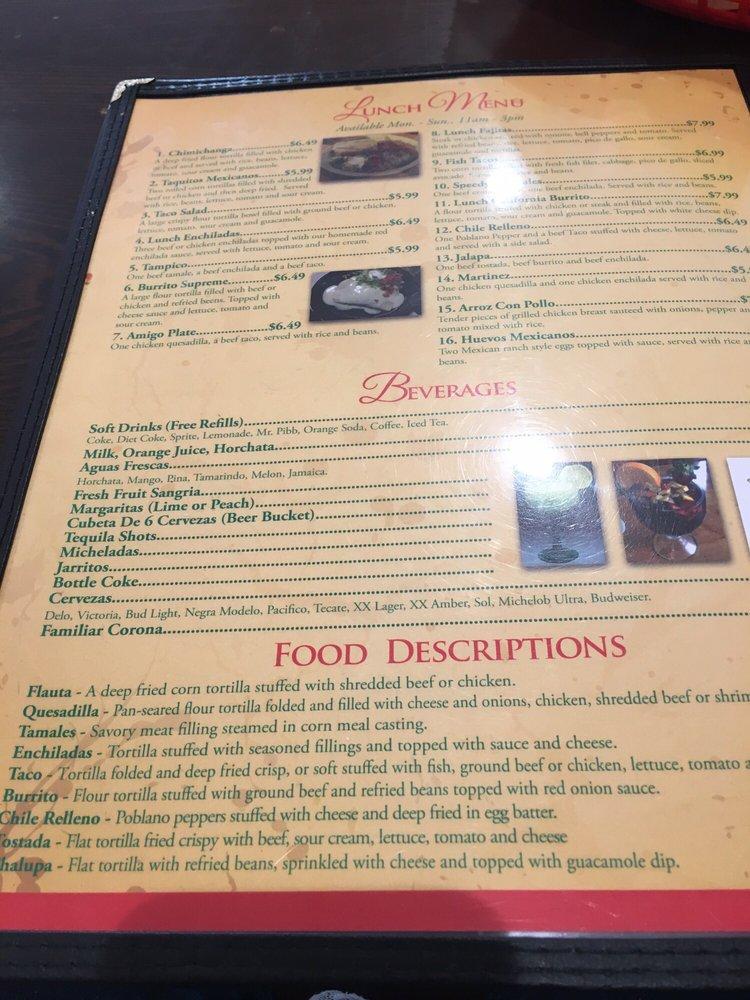 Menu at MI Veracruz restaurant, Jacksonville, Merrill Rd