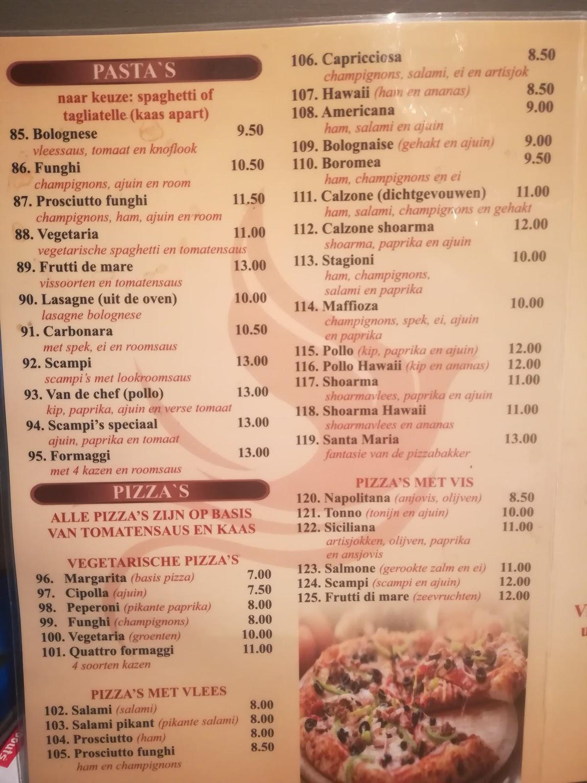 Menu at Santa Maria, Lummen
