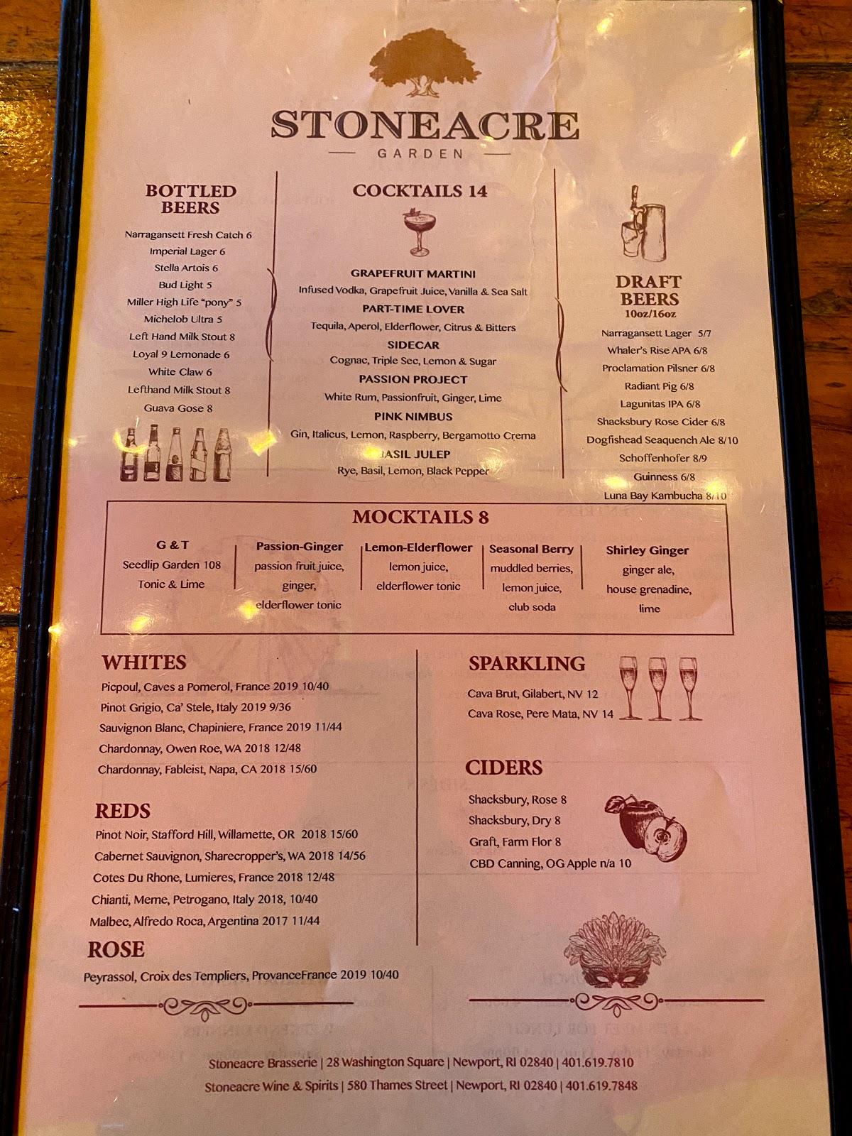Menu at Stoneacre Garden pub & bar, Newport