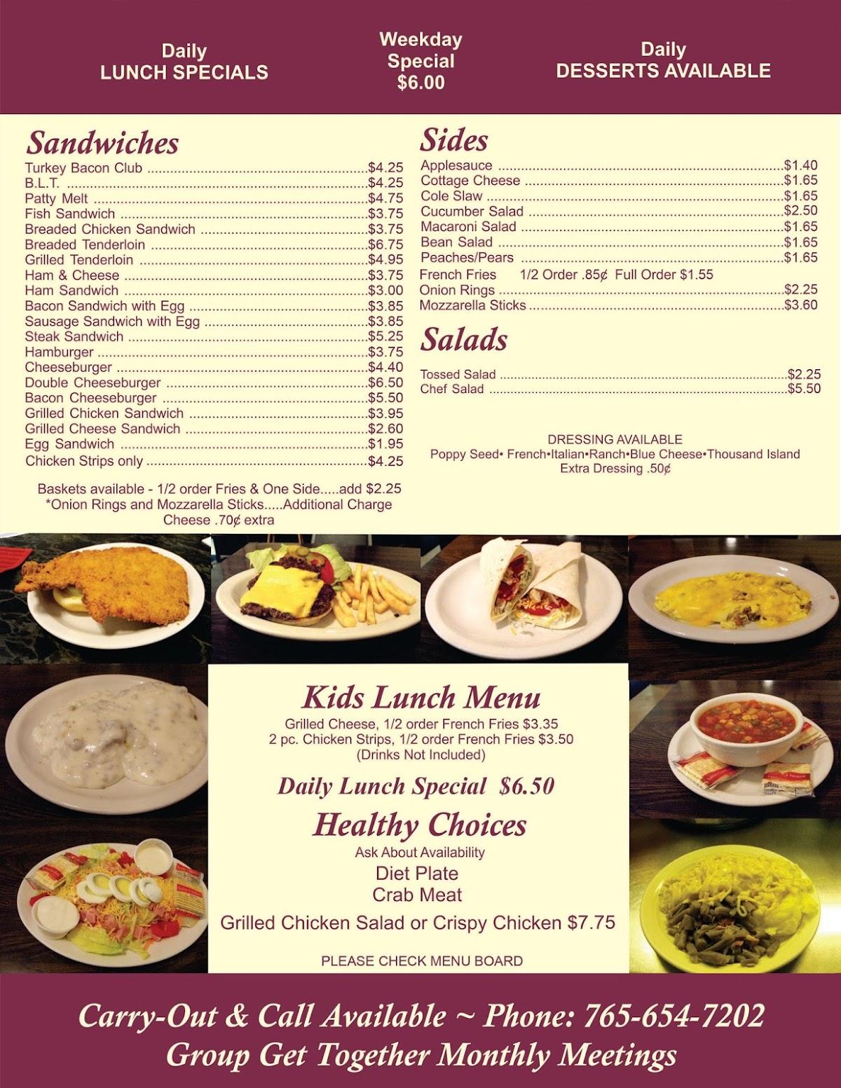 Menu at Backstreet Cafe, Frankfort