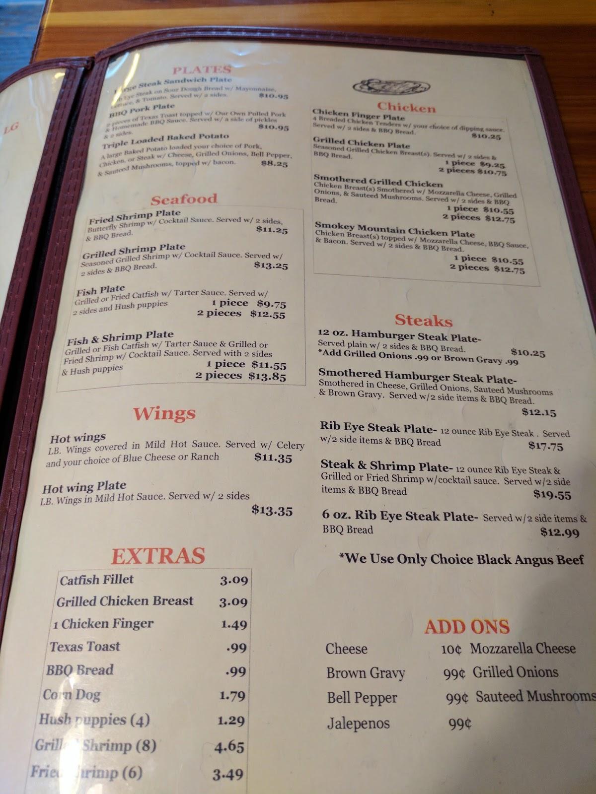 Menu at Big Al's Restaurant, USA, US-43