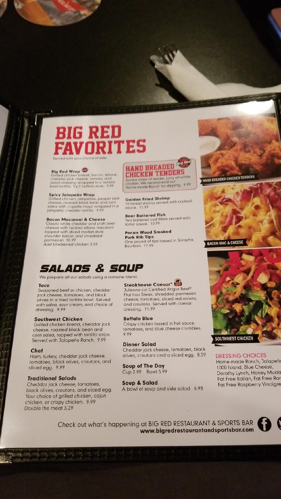 Menu at Big Red Restaurant & Sports Bar - Fremont, Fremont