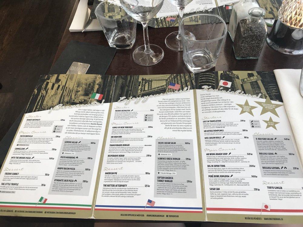 Menu at Danilo Restaurang & Bar, Gothenburg