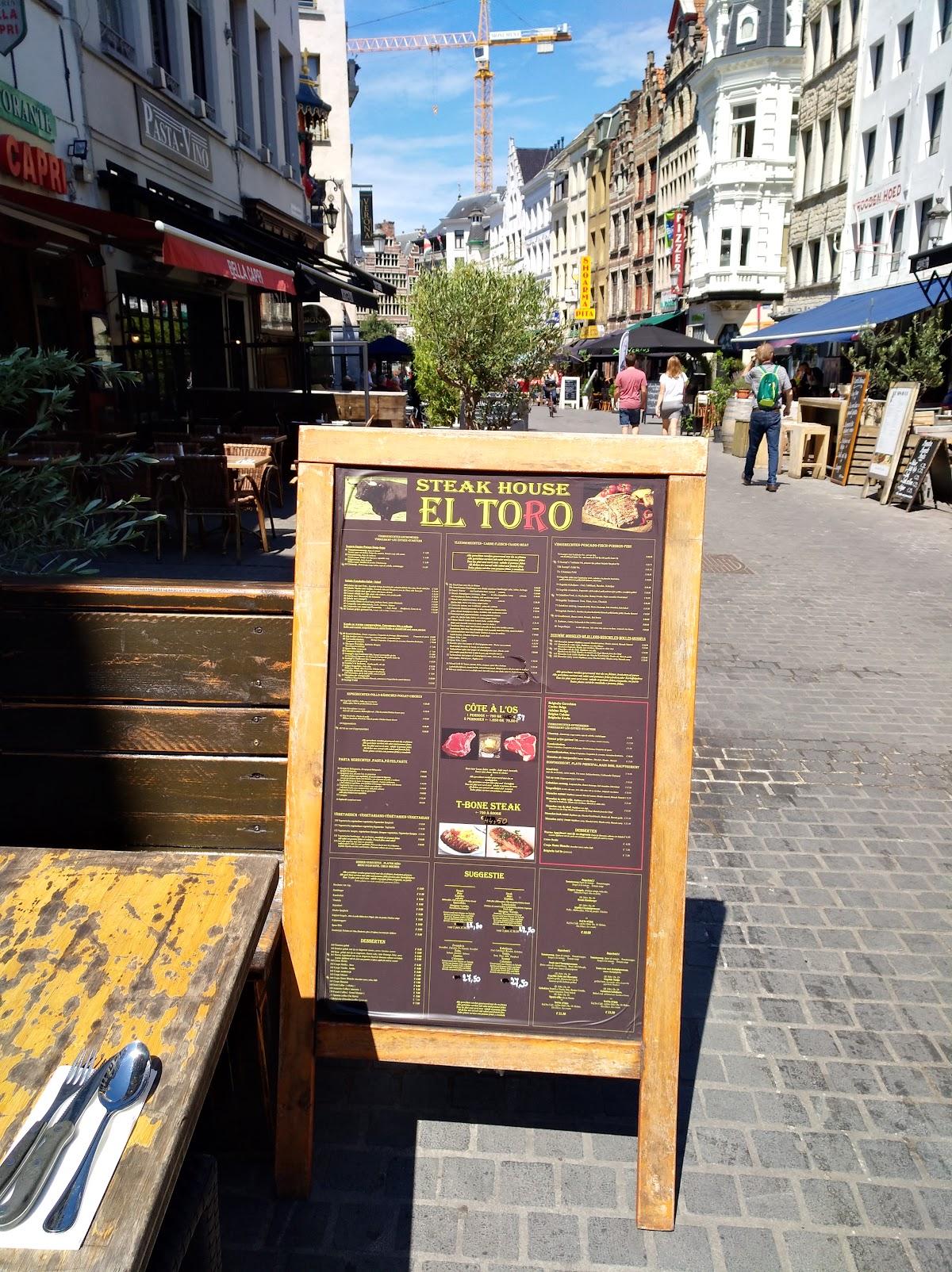 Menu at El Toro Negro, Antwerp, Oude Koornmarkt 42