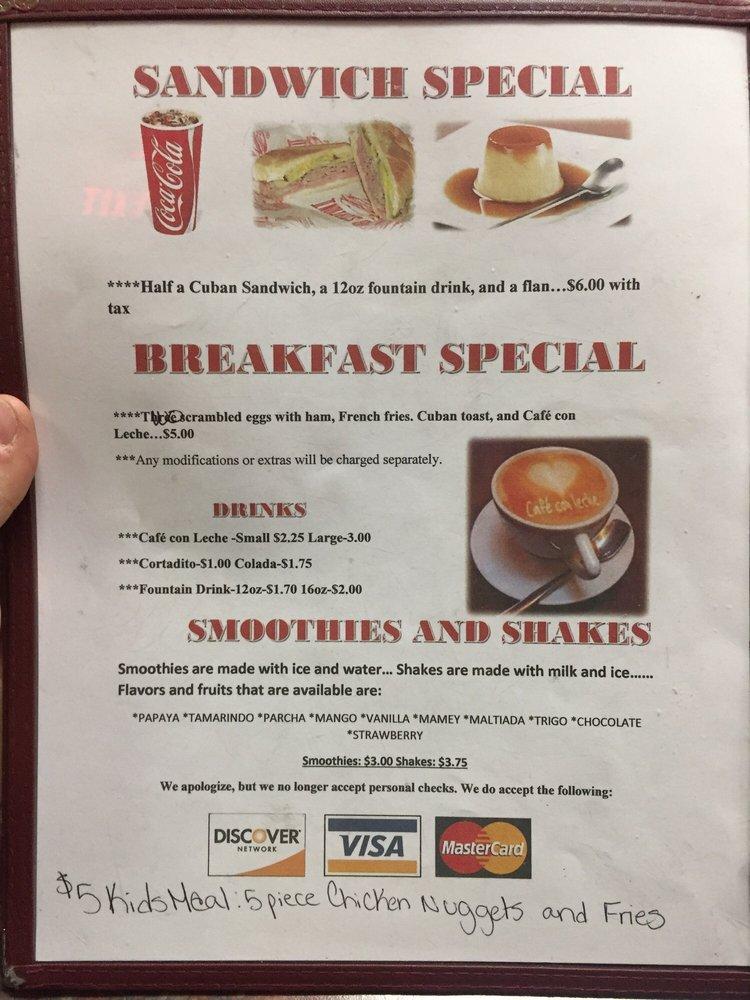 Menu at Havana Restaurant & Bakery Corp, Sebring