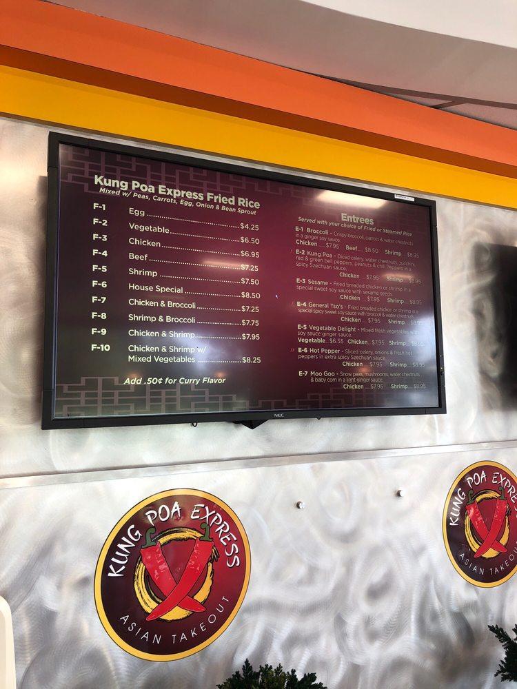 Menu at Kung Poa Express restaurant, Charlotte