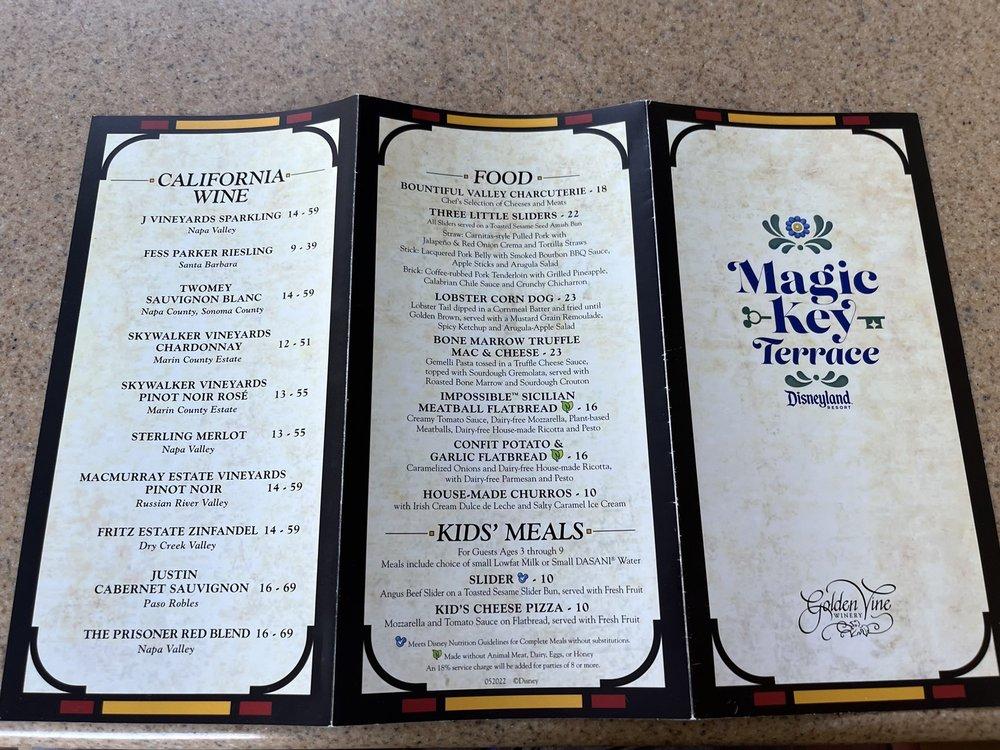 Carta del pub y bar Magic Key Terrace, Anaheim