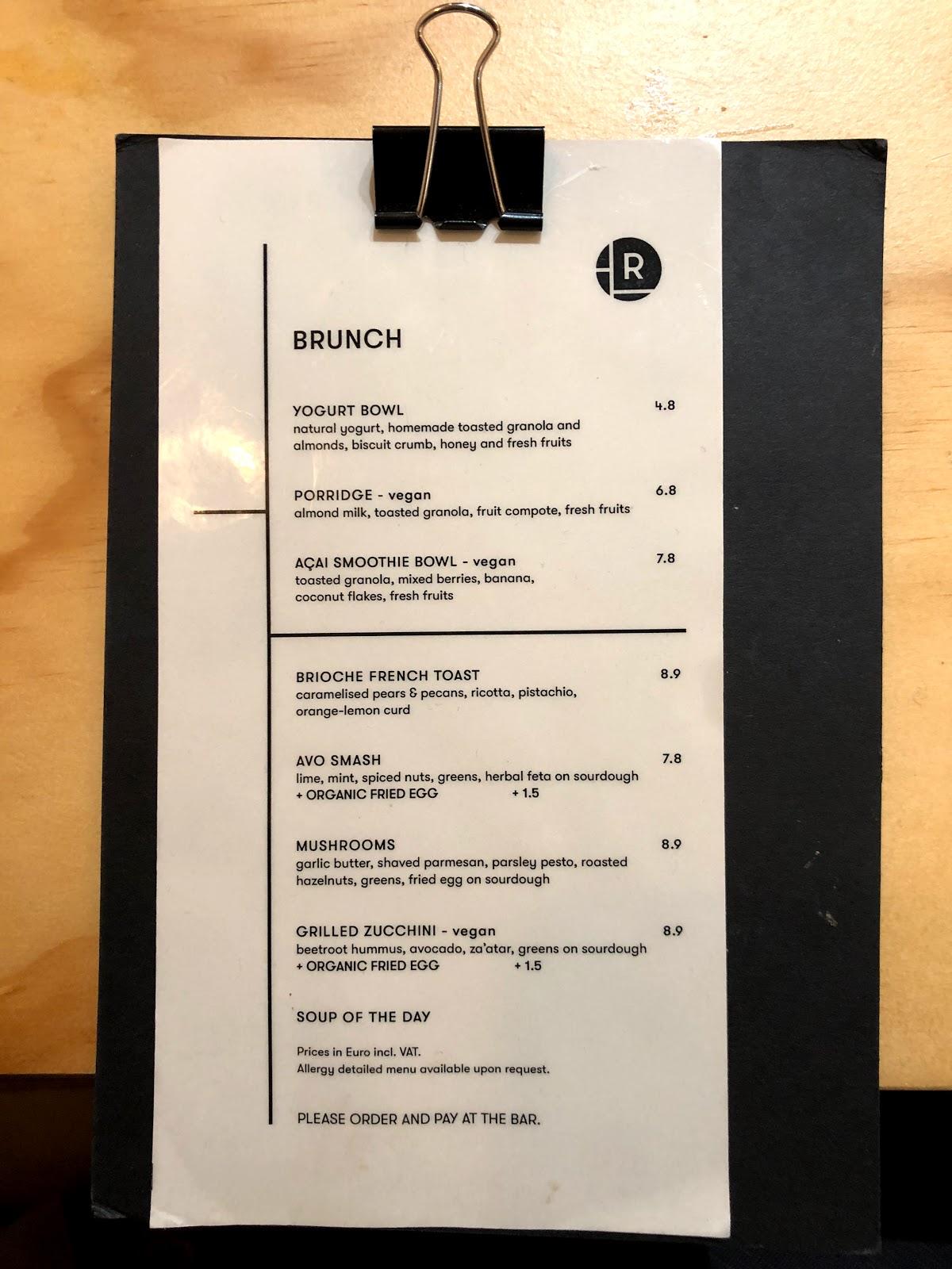 Menu at Refinery High End Coffee cafe, Berlin, Albrechtstraße 11B