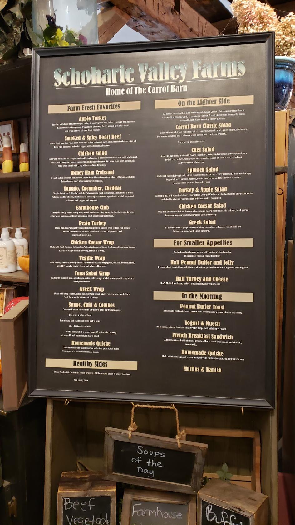 Menu at Schoharie Valley Farms/The Carrot Barn, Schoharie
