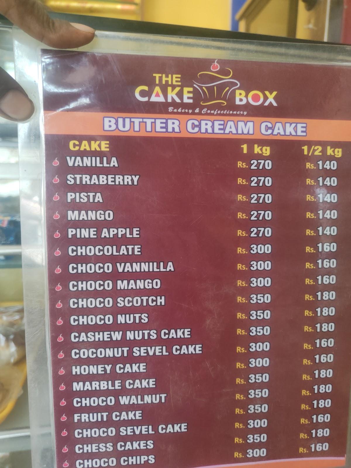 Menu at THE CAKE BOX, Tiruchirappalli, 56b