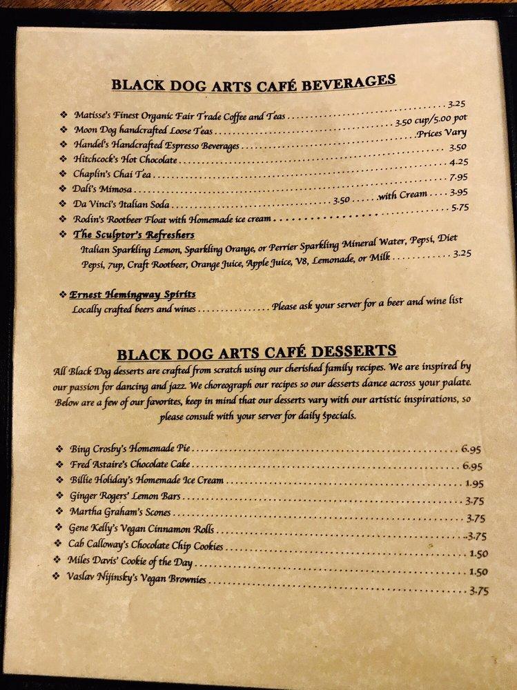 Menu at The Black Dog cafe, Snoqualmie