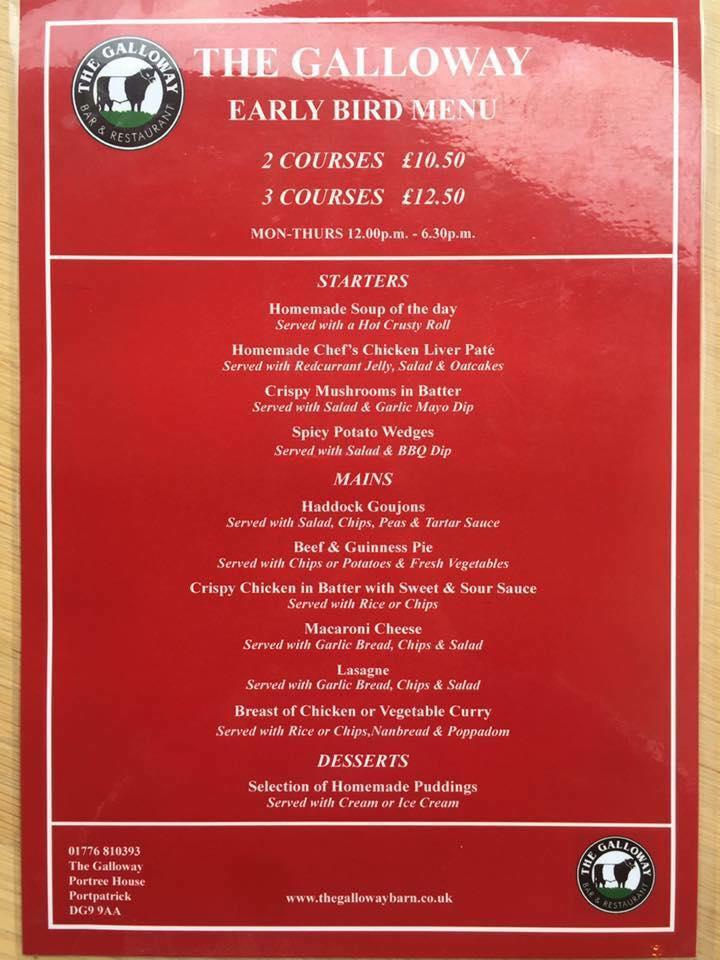 Menu at The Galloway Bar & Restaurant, Portpatrick