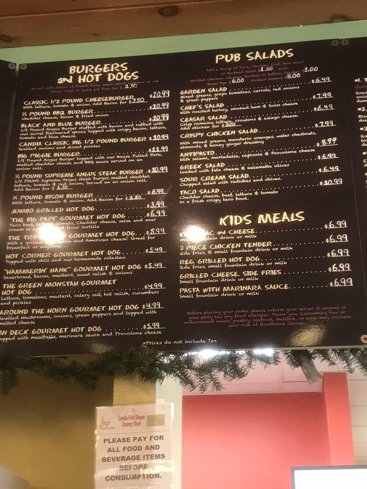 Menu at The Town Cabin Deli & Pub, Candia