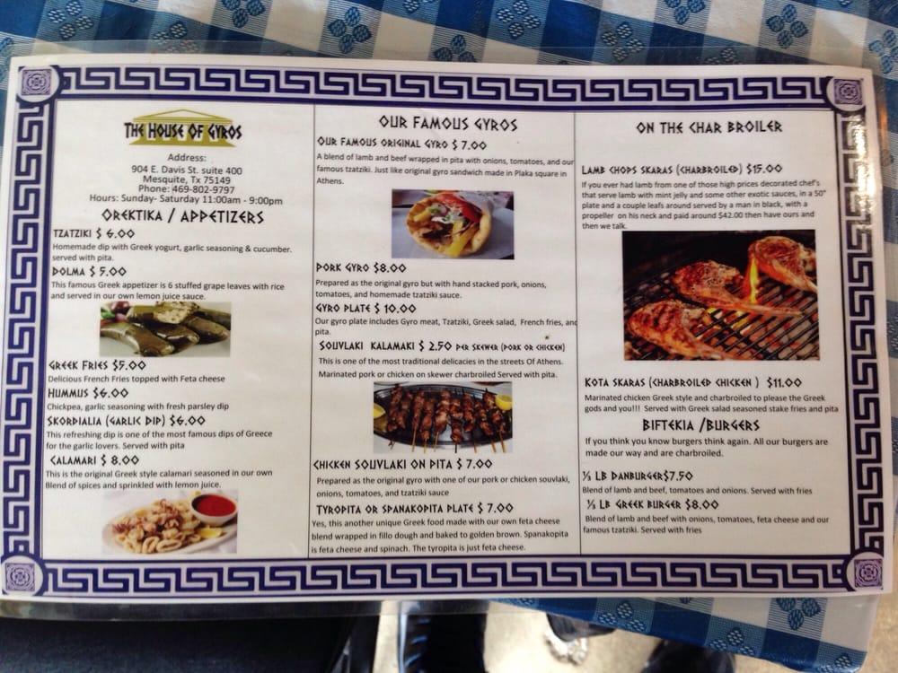 Menu at Yia Yia's House Of Gyros Mesquite restaurant, Mesquite