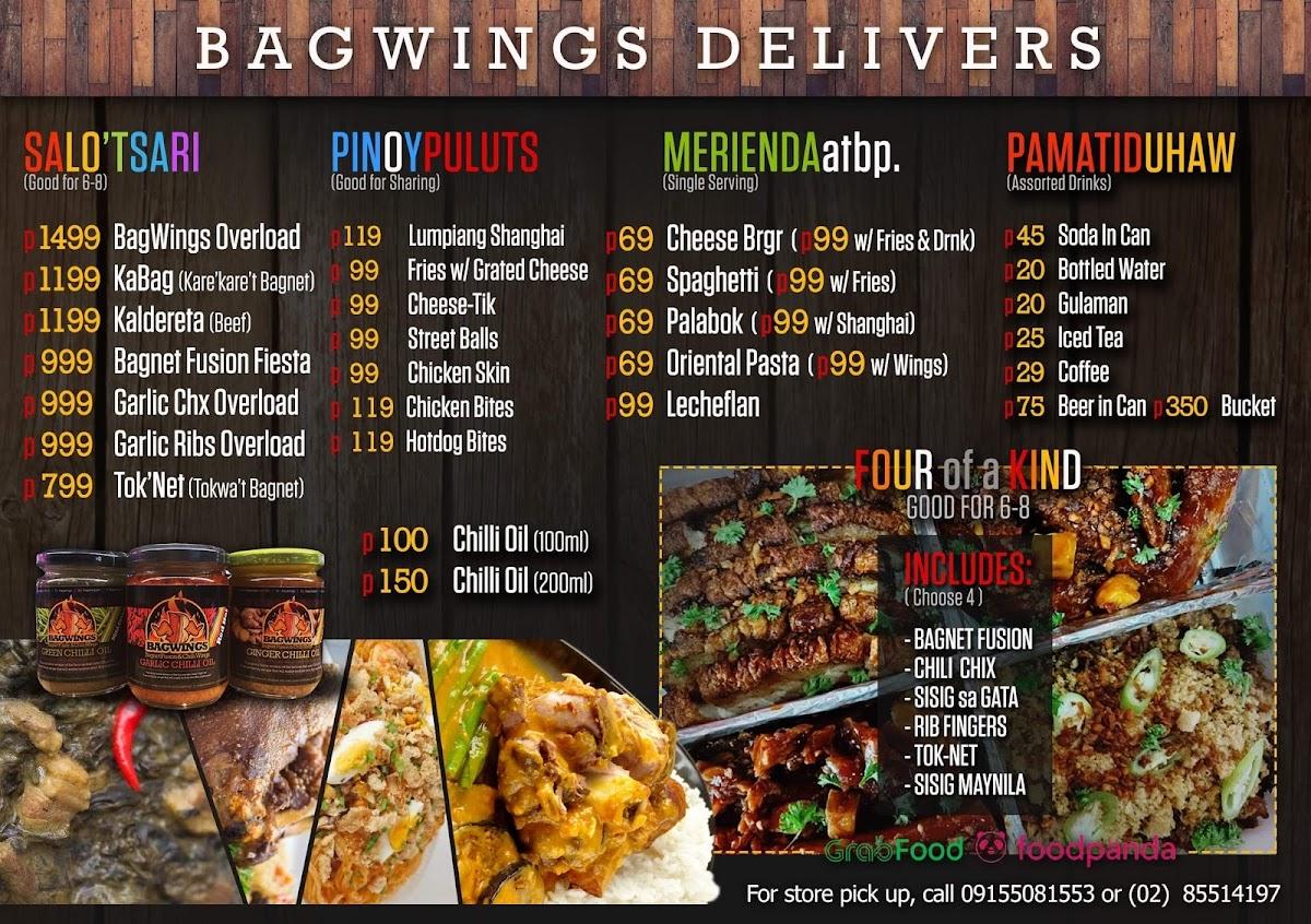 Menu at Bagwings Alabang restaurant, Muntinlupa, Axis One