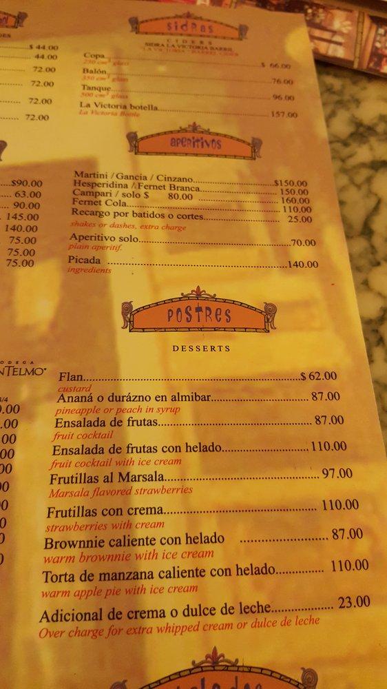 Menu at Café Tortoni, Buenos Aires, Av. de Mayo 825