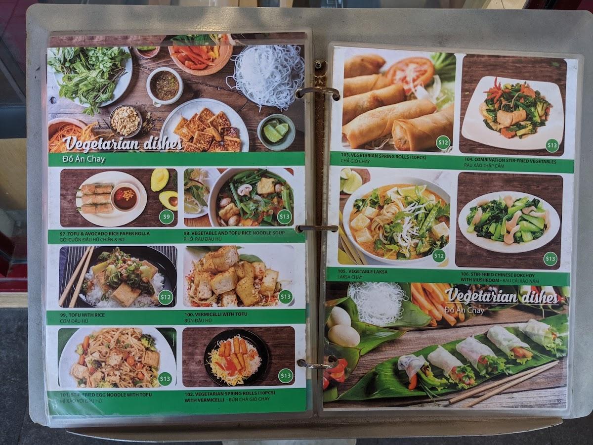 Menu at Pho Pasteur restaurant, Haymarket