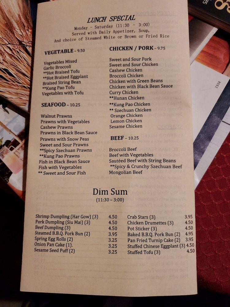 Menu at Canton restaurant, Petaluma