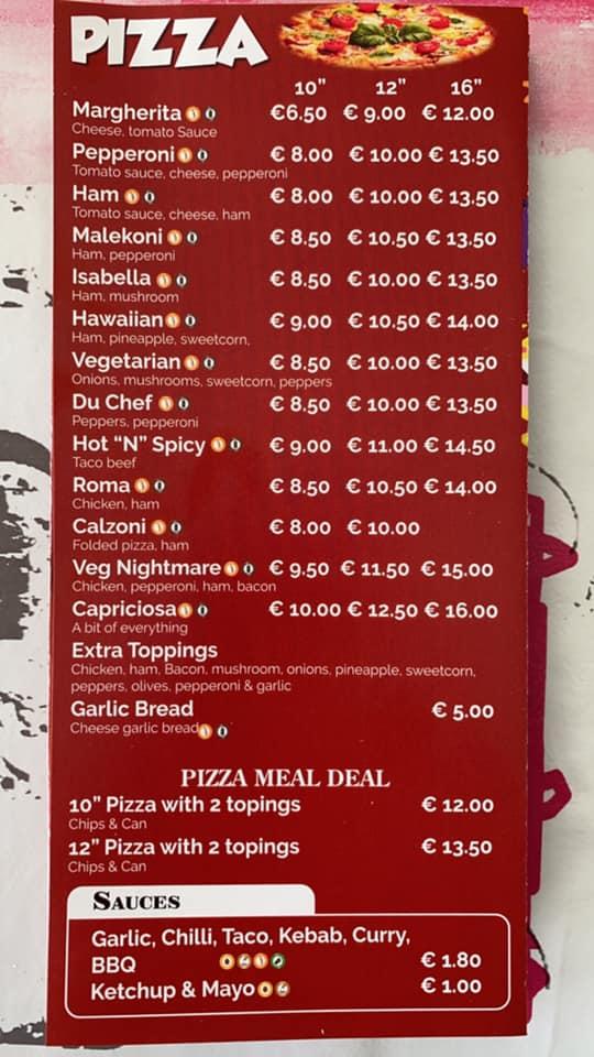 Menu at Capri Grill Ballyragget restaurant, Ballyragget, Castle St