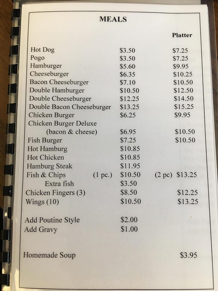 Menu at The Crazy Cow Cafe, St.-Charles