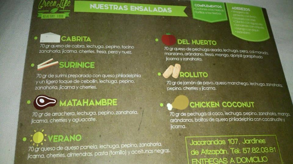 Menu at Green life pub & bar, Ciudad López Mateos