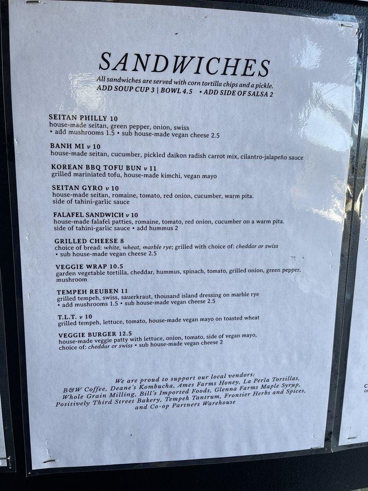 Menu at Hard Times Cafe, Minneapolis