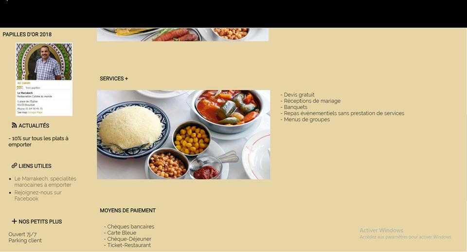 Menu at Le Marrakech restaurant, Breuillet