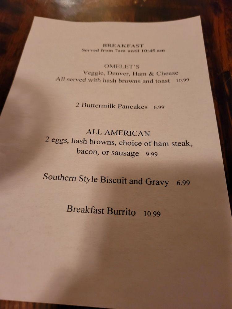 Menu at River Rock Cafe, Walden