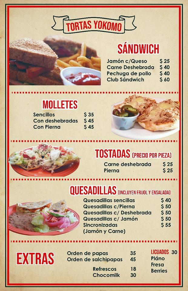 Menu at TORTAS YOKOMO restaurant, San José del Cabo
