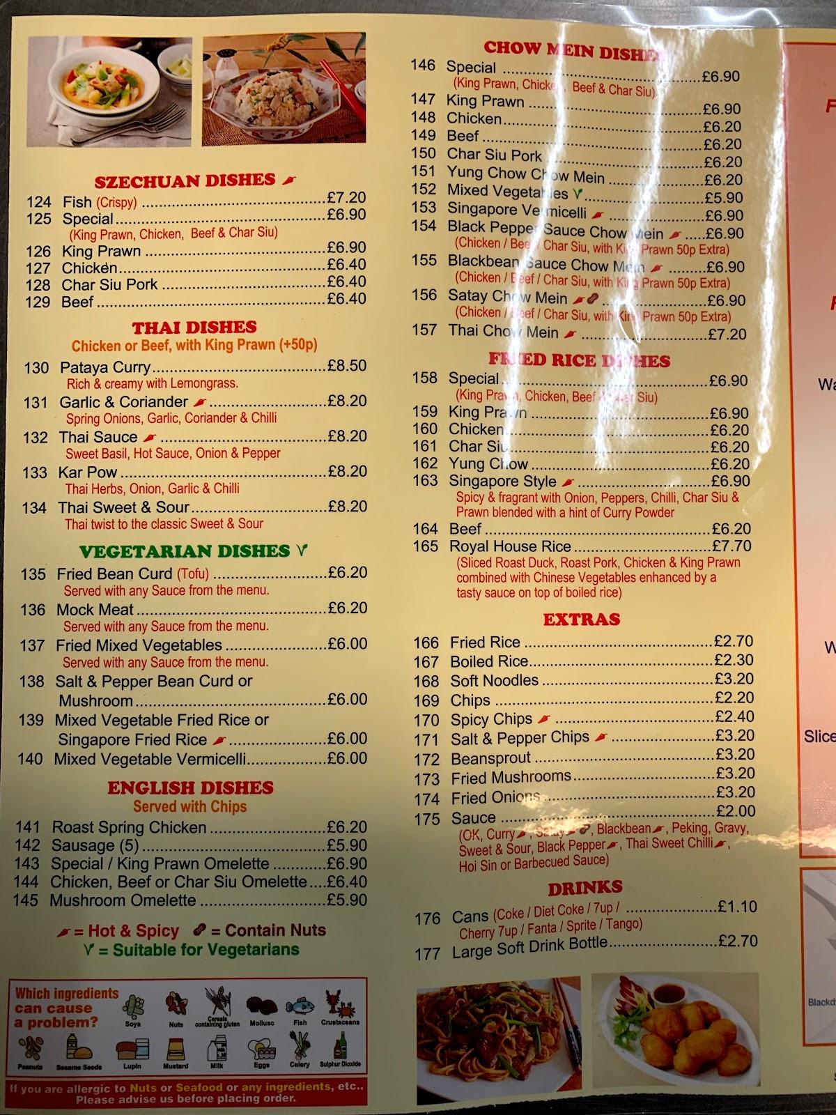 Menu at The Royal Eastern fast food, Bradford, 1 Queensbury Court