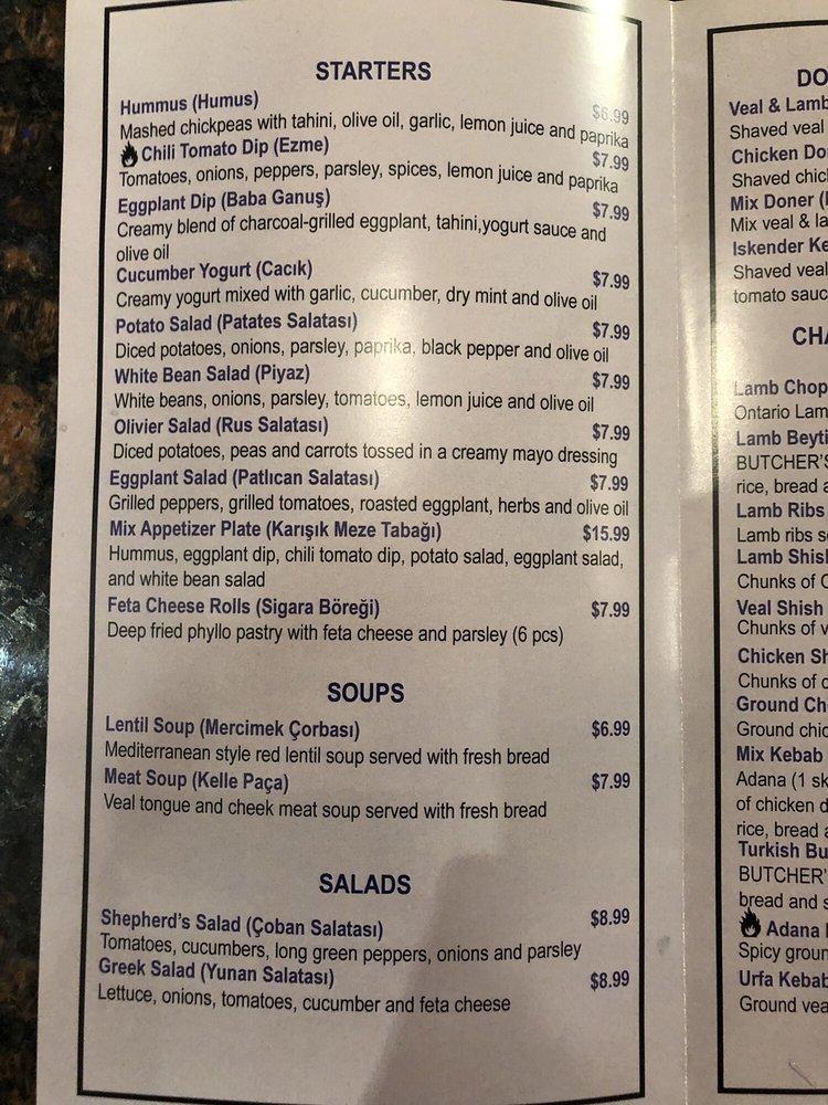 Menu at Kebab 49 - Turkish Restaurant, Toronto