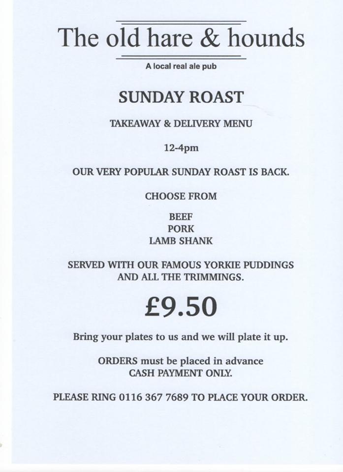 Menu at Old Hare & Hounds pub & bar, Leicester