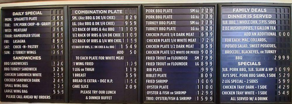 Menu at RJ's Famous Chicken, BBQ & Ribs, Greenville