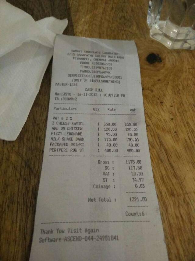 Menu at Sandy's Kitchen & Chocolate Laboratory, Chennai, 84