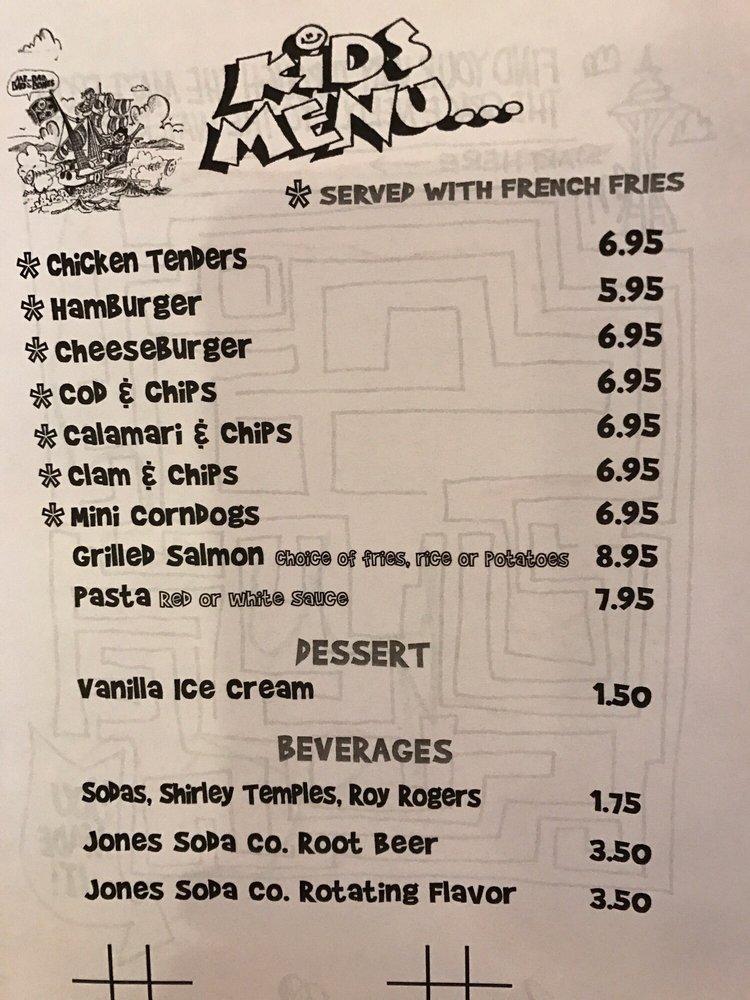Menu at The Crab Pot Seattle restaurant, Seattle