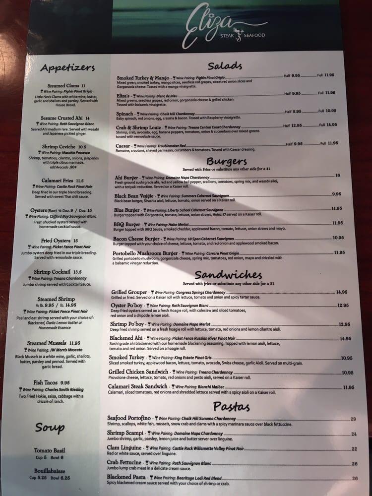 Menu at The Original Grill steakhouse, Tarpon Springs