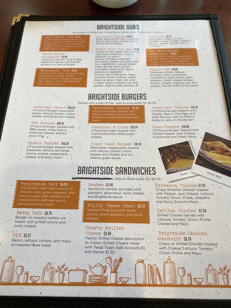 Menu at Brightside Cafe, Sioux City