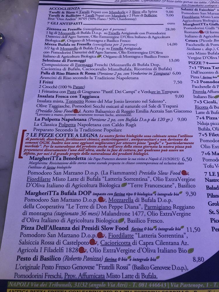 Menu da Gino Sorbillo Lievito Madre al Mare pizzeria, Napoli