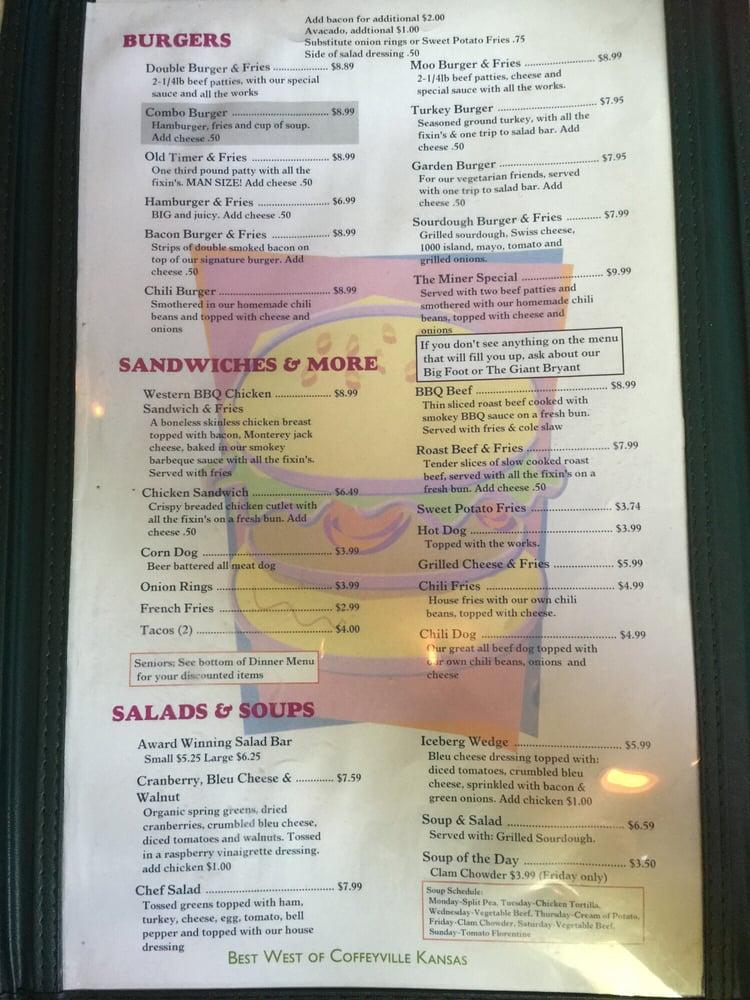 Menu at Mel’s Diner fast food, Jackson