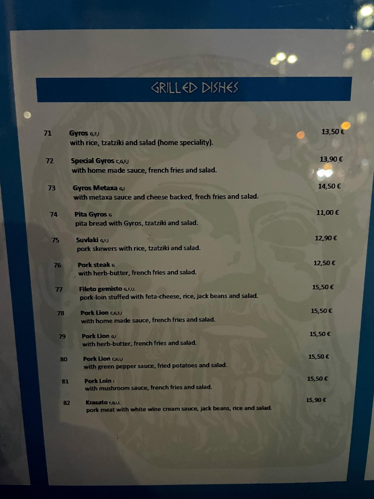 Speisekarte von Poseidon restaurant, Darmstadt