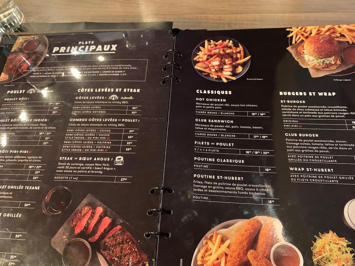 Menu at Rôtisserie St-Hubert BBQ, Gatineau, 181 Principale St