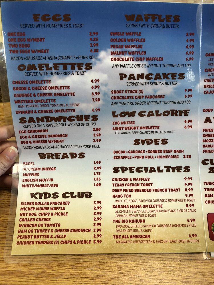 Menu at Waffle Hut restaurant, Egg Harbor City, 804 White Horse Pike