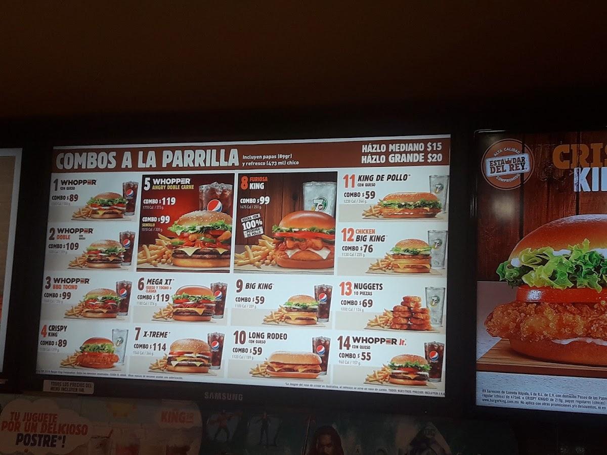 Carta del restaurante Burger King, Heroica Cárdenas