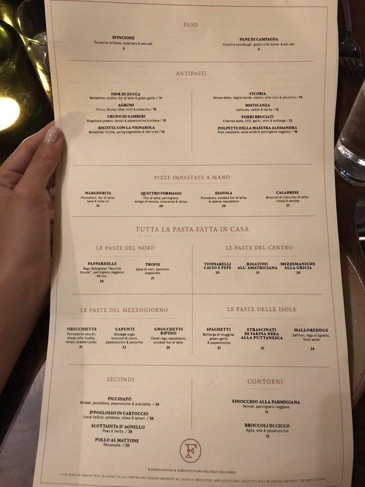 Menu at Felix Trattoria pub & bar, Culver City, Abbot Kinney Blvd